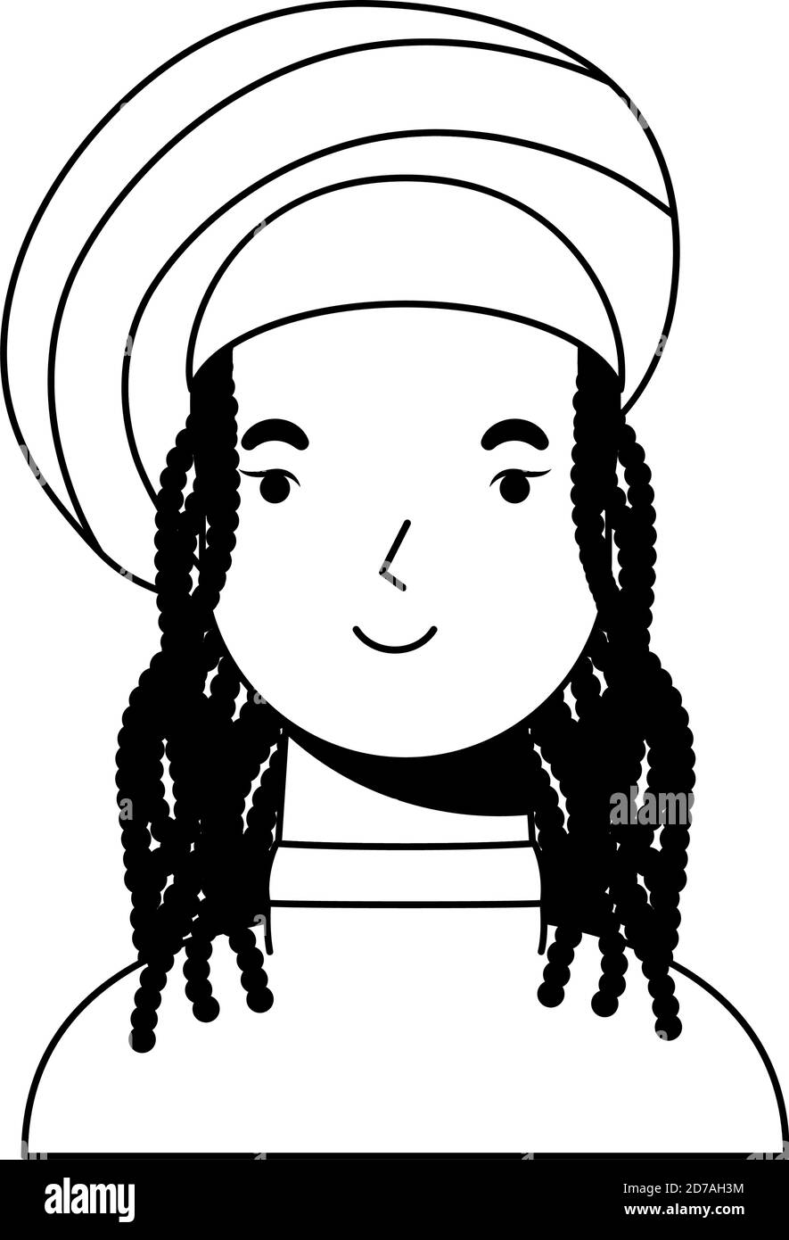 afro ethnic woman wearing jamaican hat character vector line style ...