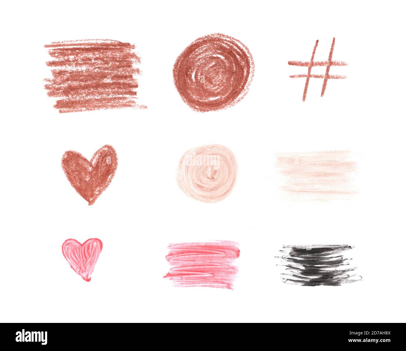 Set of watercolor geometric shapes and brush strokes. Hand painted ...