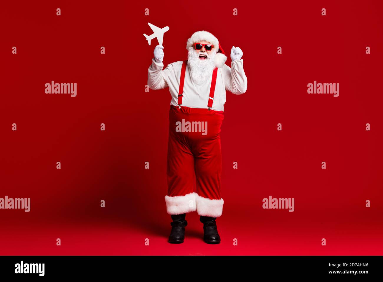 Full length body size view of his he attractive cheerful lucky glad fat ...