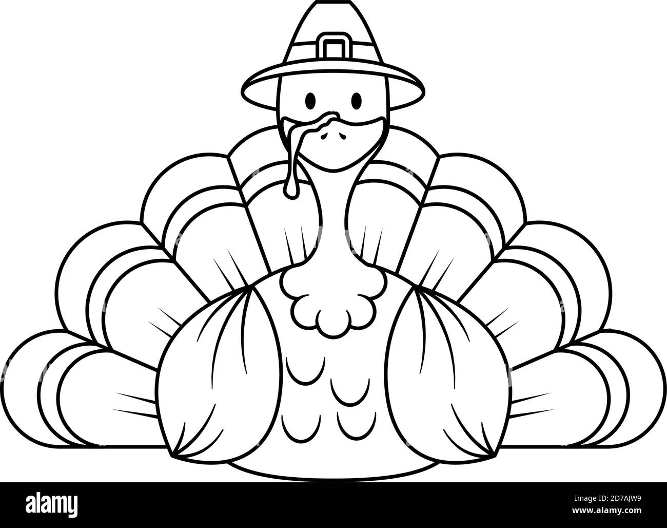 thanksgiving turkey wearing pilgrim hat character vector illustration ...