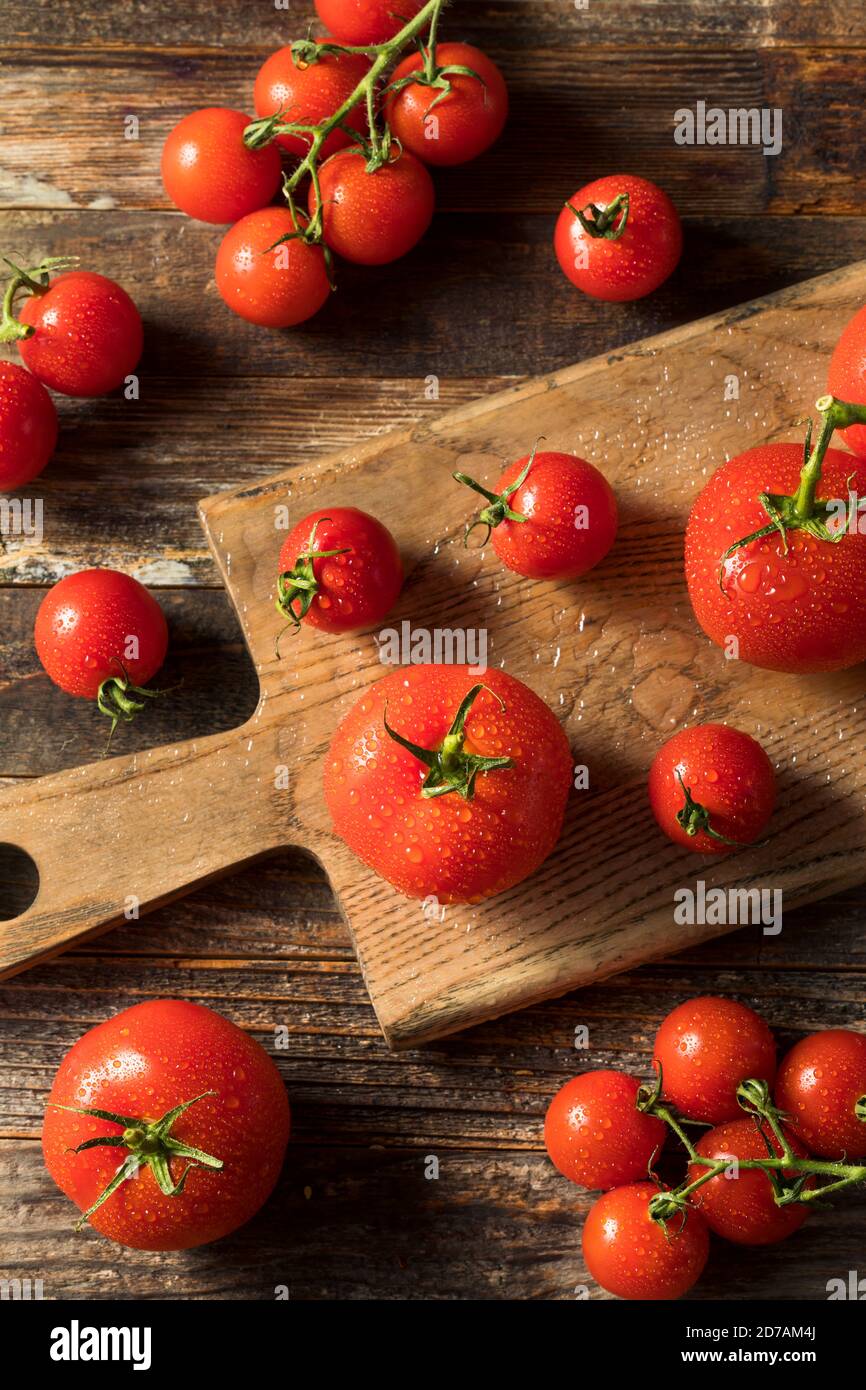 Raw Red Organic Tomatoes in a Bunch Stock Photo - Alamy
