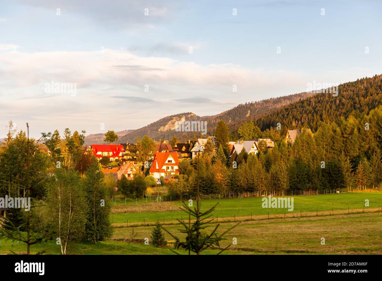Traditional Polish highlander style houses in Krzeptowki, Zakopane ...