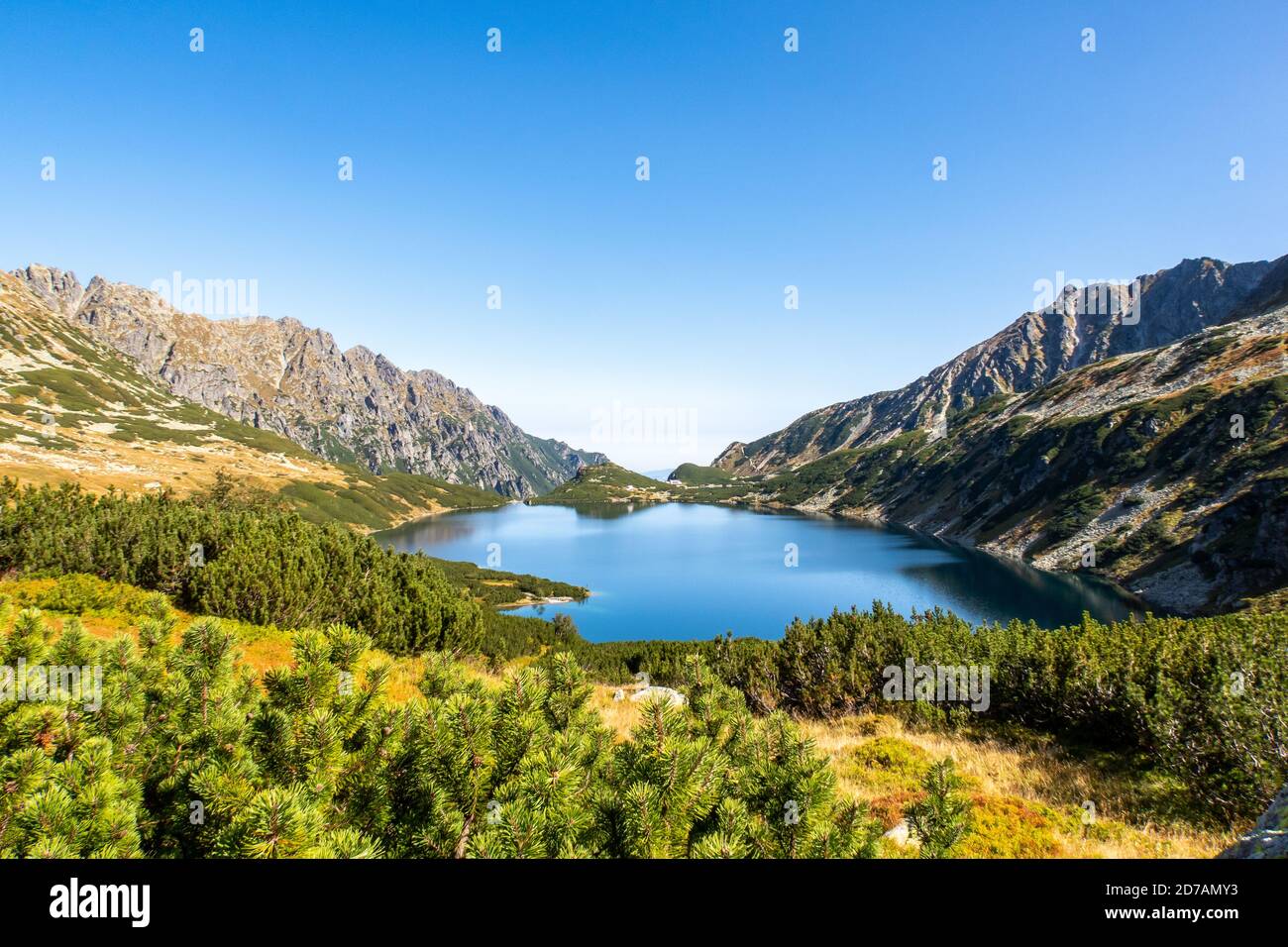 Crystal blue mountain lake Wielki Staw in High Tatra Mountains, Five ...
