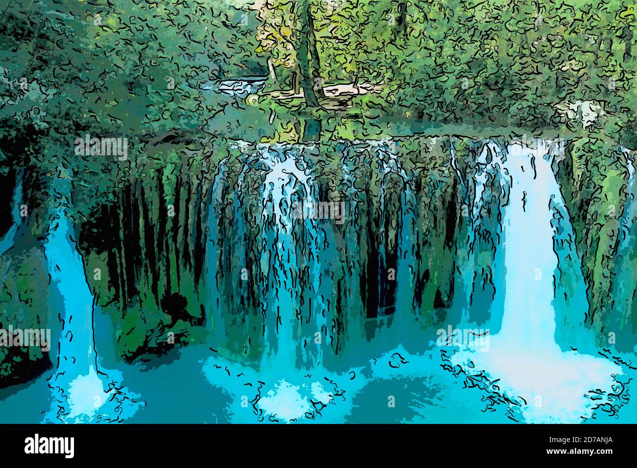 graphic illustration of a waterfall Stock Photo - Alamy