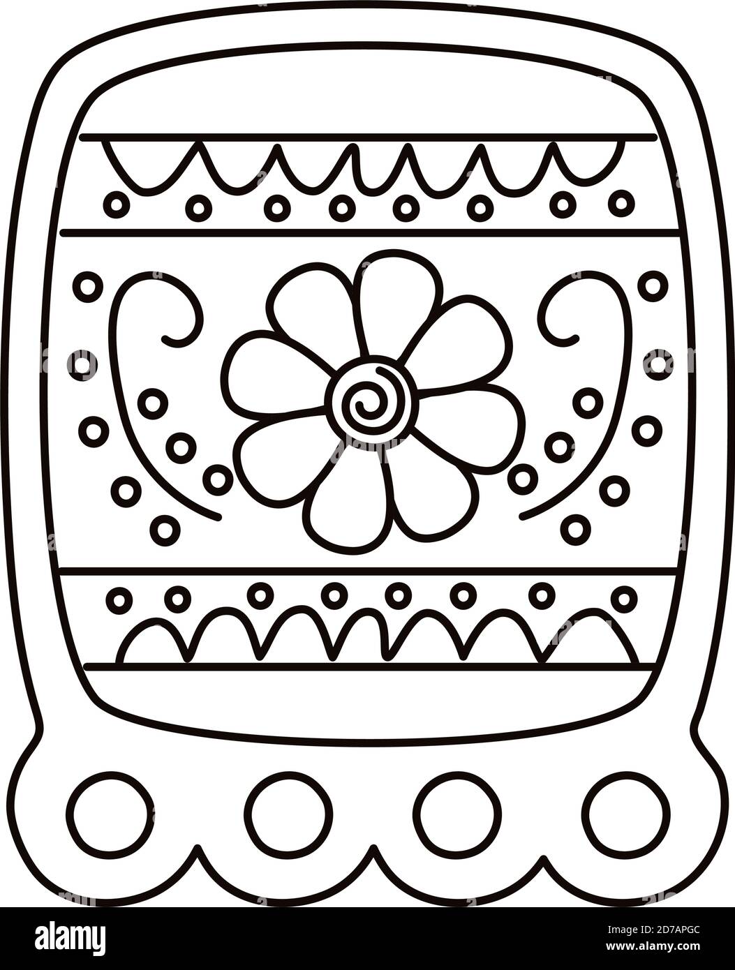 square garland celebration mexican with flower line style icon vector ...