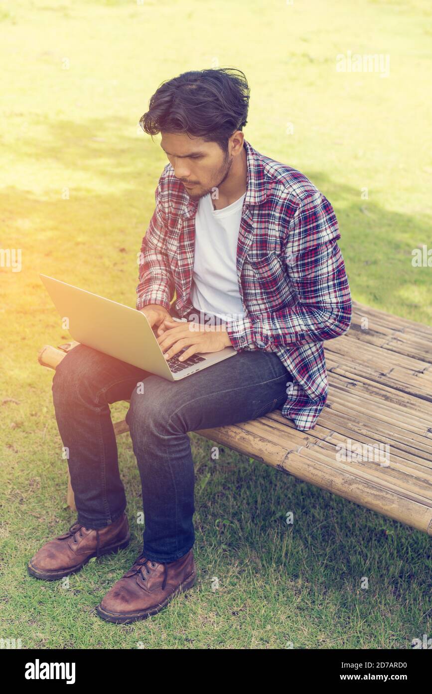 Young adult laptop rural area hi-res stock photography and images - Alamy
