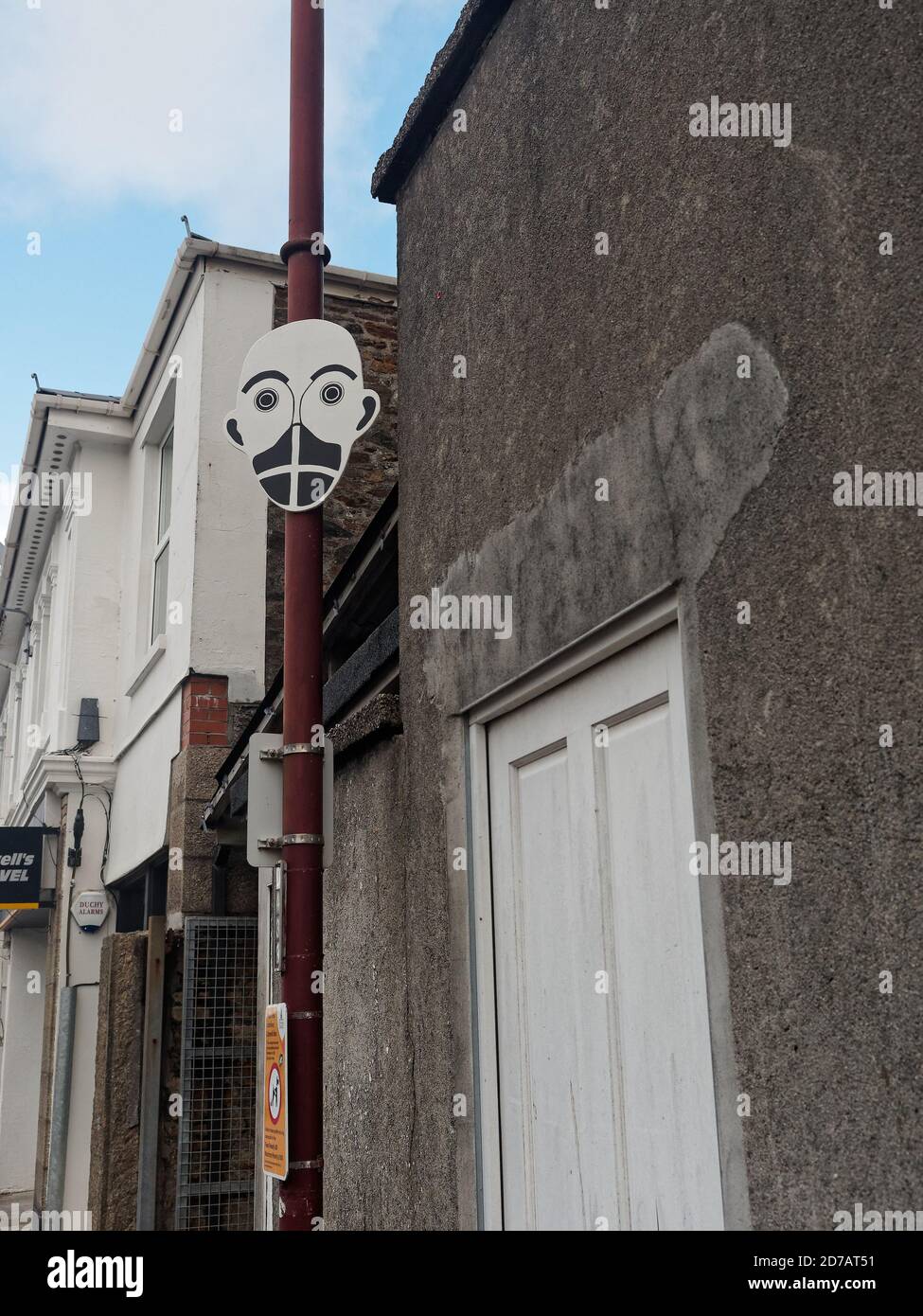 Redruth, Street scene, Miner`s terraces, Cornish mining town, Carn Brea ...