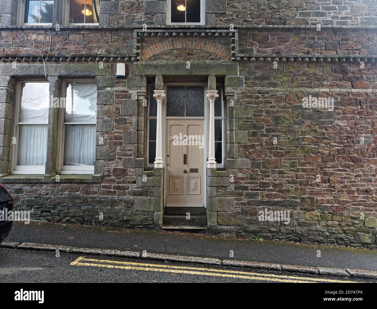 Redruth, Street scene, Miner`s terraces, Cornish mining town, Carn Brea ...