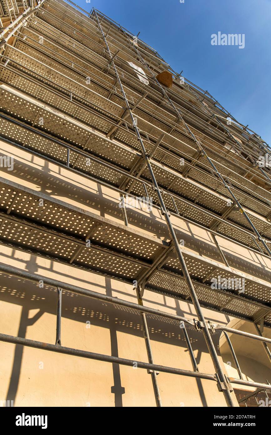 Modern steel scaffolding. Scaffold. Construction Scaffoldings ...