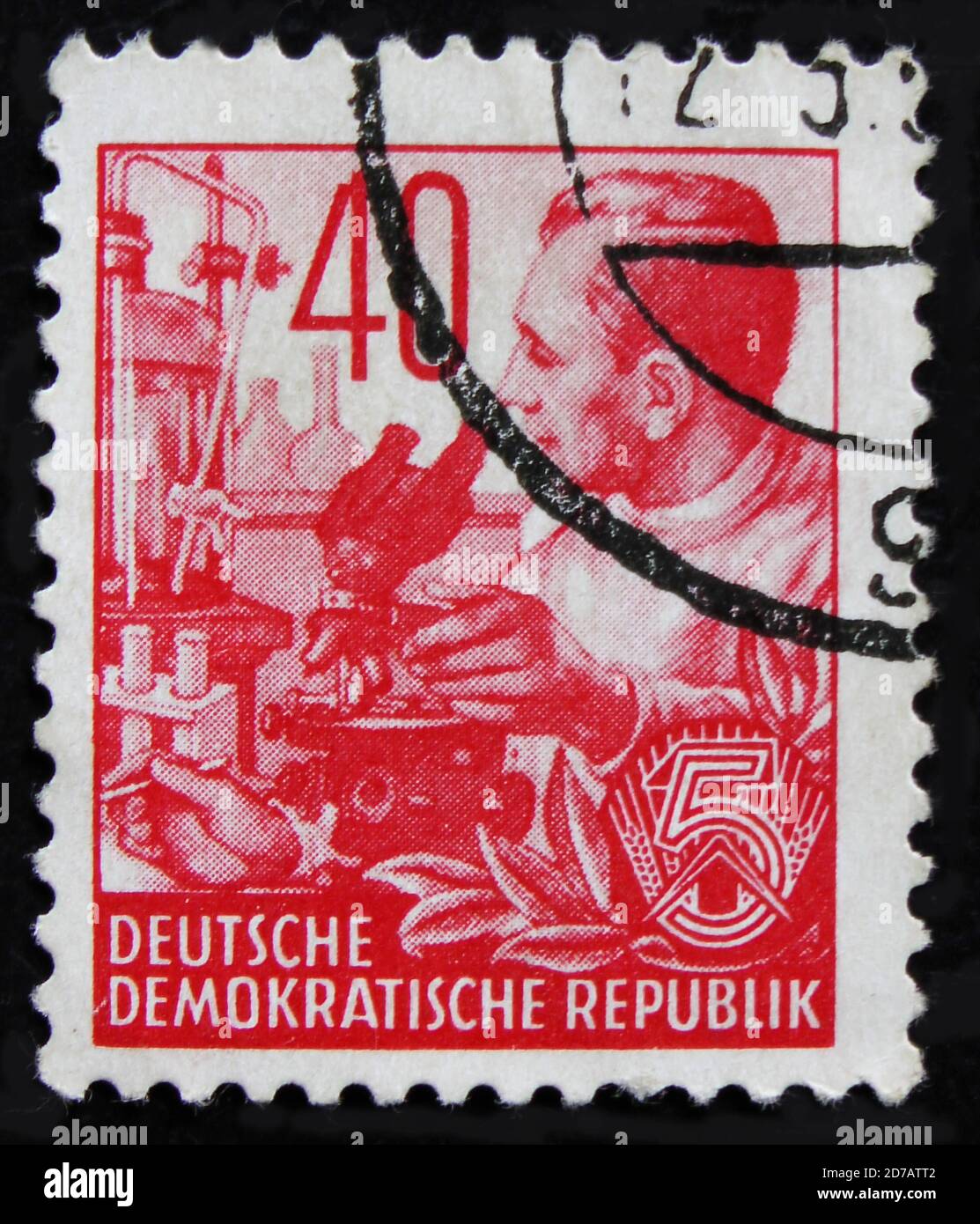 MOSCOW, RUSSIA - APRIL 2, 2017: A post stamp printed in DDR (Germany ...