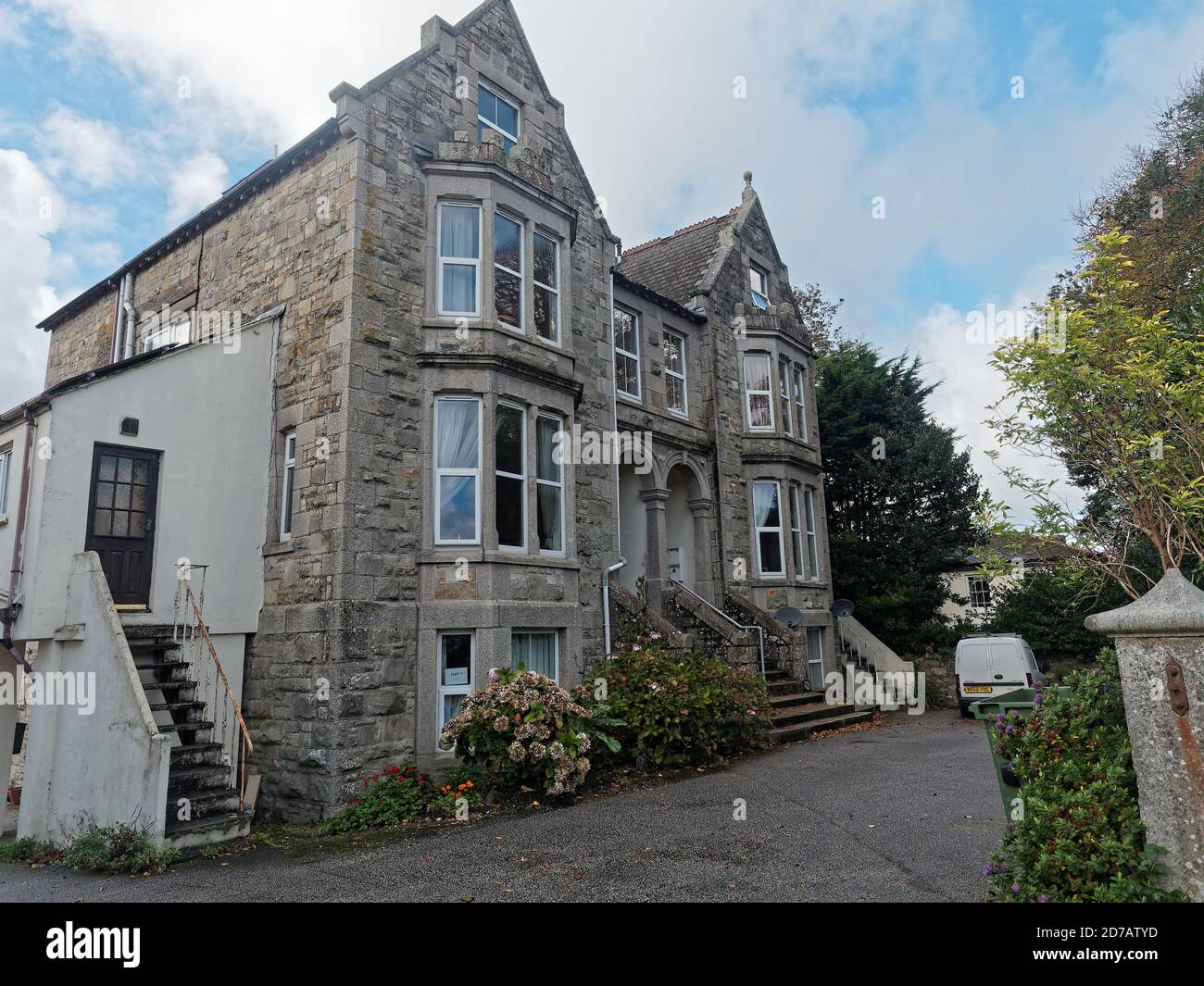 Redruth, Street scene, Miner`s terraces, Cornish mining town, Carn Brea ...
