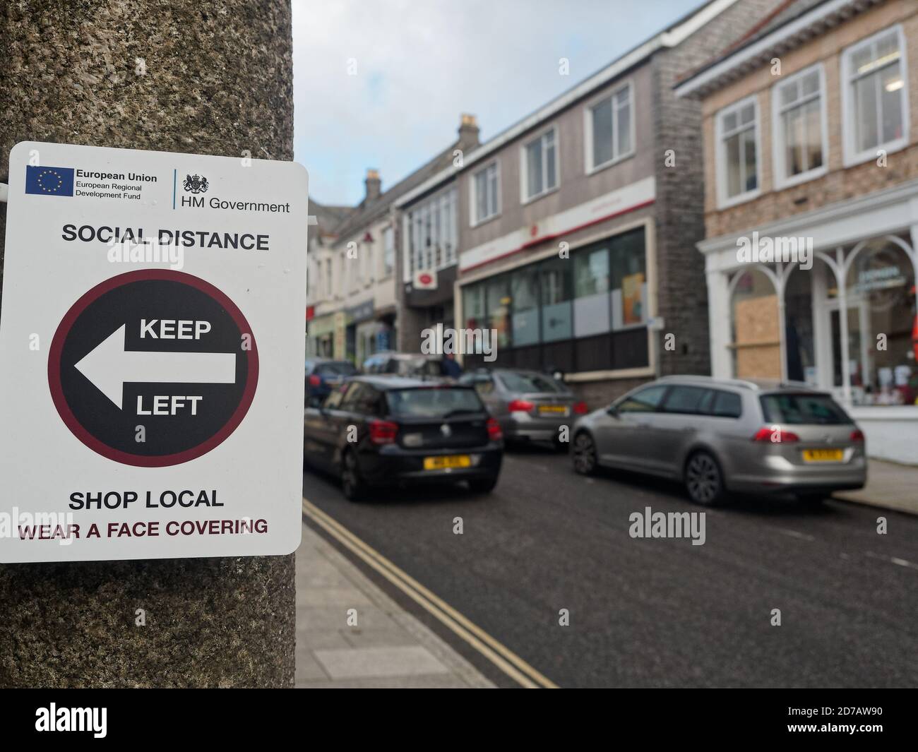 Redruth, Street scene, Miner`s terraces, Cornish mining town, Carn Brea ...
