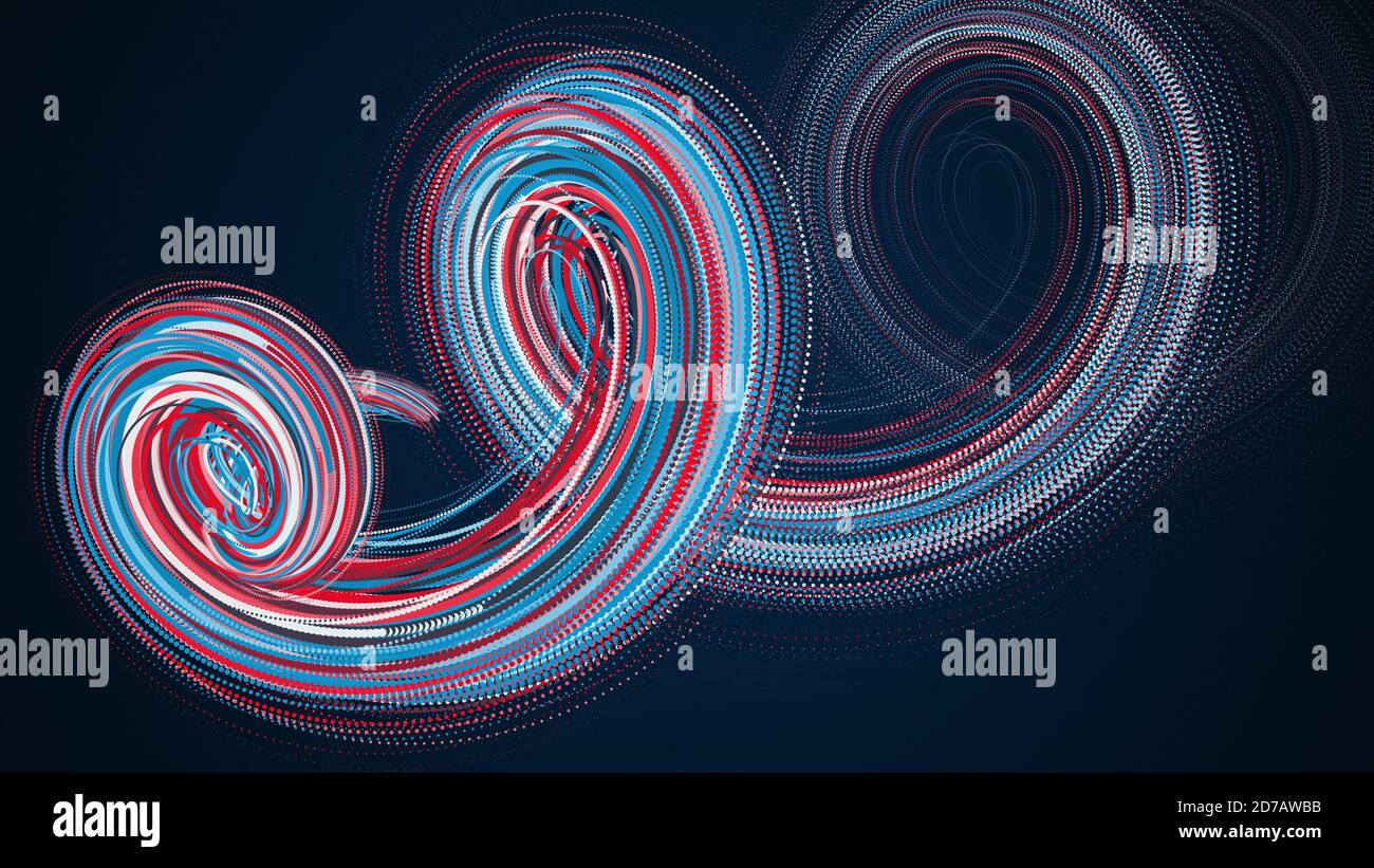 Spiral abstract element from particles, computer generated. 3d ...