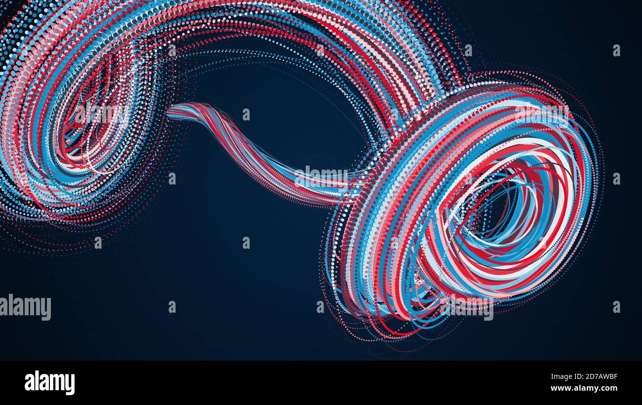 Spiral abstract element from particles, computer generated. 3d ...