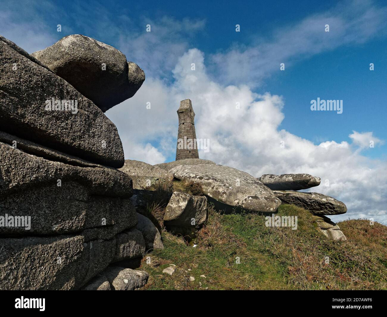 Redruth, Street scene, Miner`s terraces, Cornish mining town, Carn Brea ...