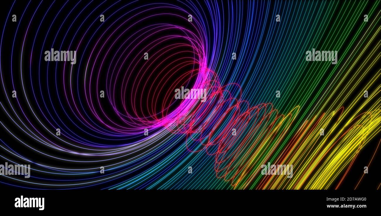 Abstract background of gradient ring-shaped lines. 3d rendering Stock ...