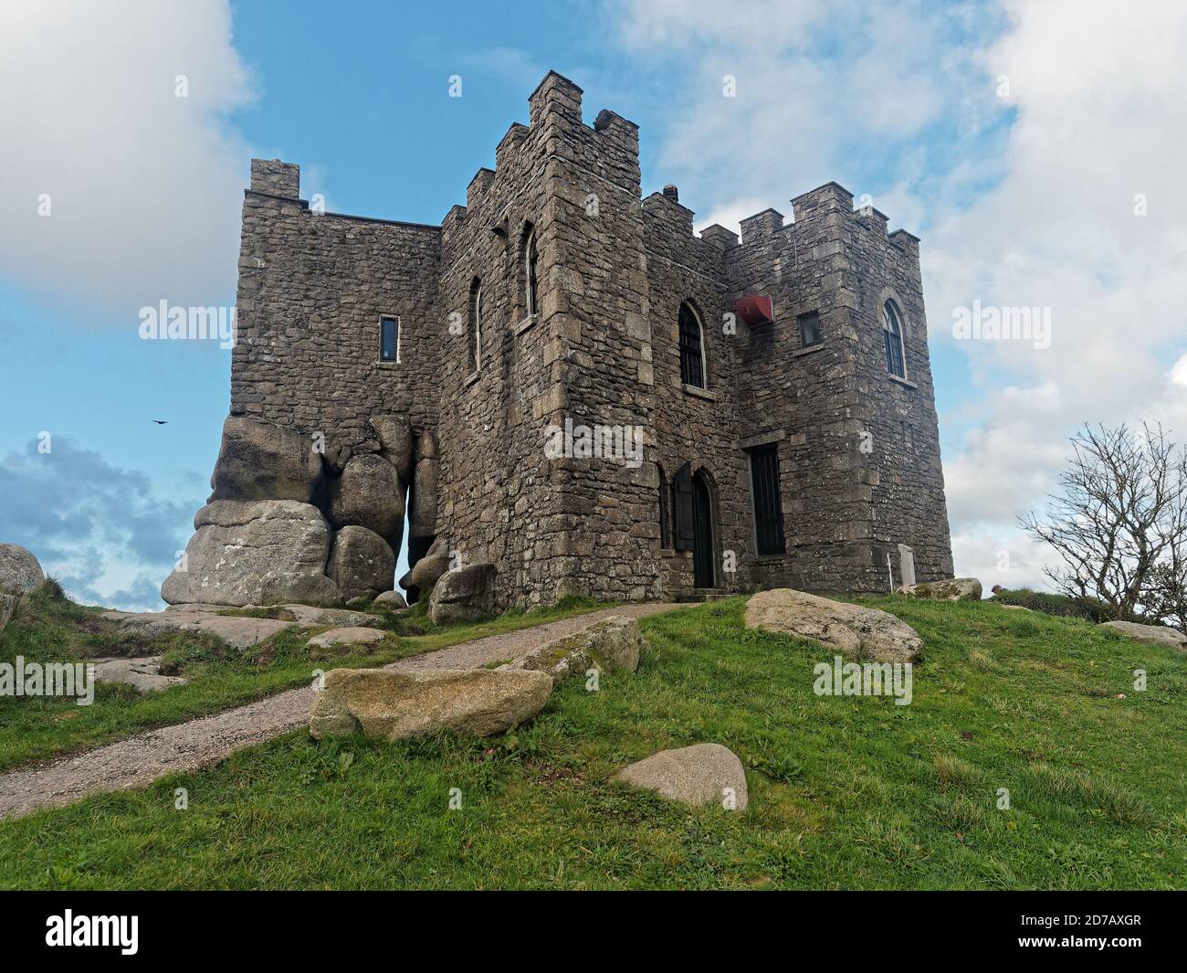 Redruth, Street scene, Miner`s terraces, Cornish mining town, Carn Brea ...