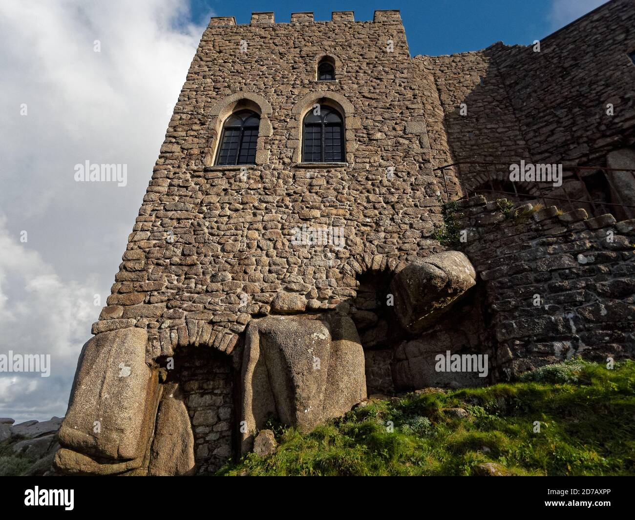 Redruth, Street scene, Miner`s terraces, Cornish mining town, Carn Brea ...