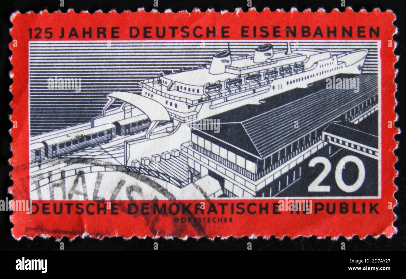 MOSCOW, RUSSIA - APRIL 2, 2017: A post stamp printed in DDR (Germany ...