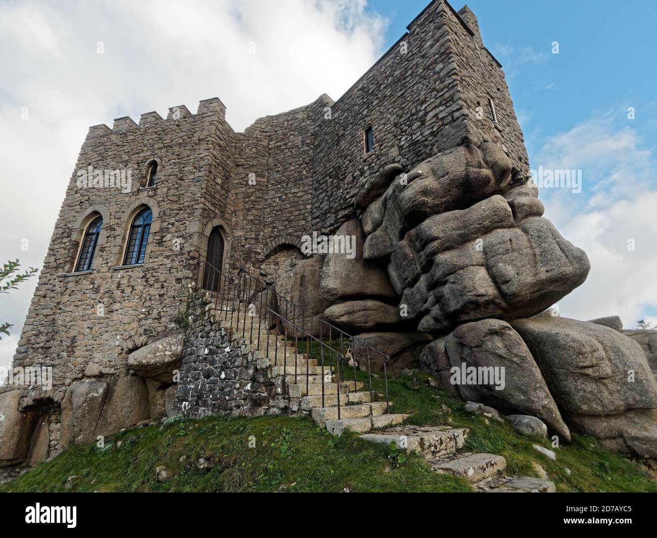 Redruth, Street scene, Miner`s terraces, Cornish mining town, Carn Brea ...