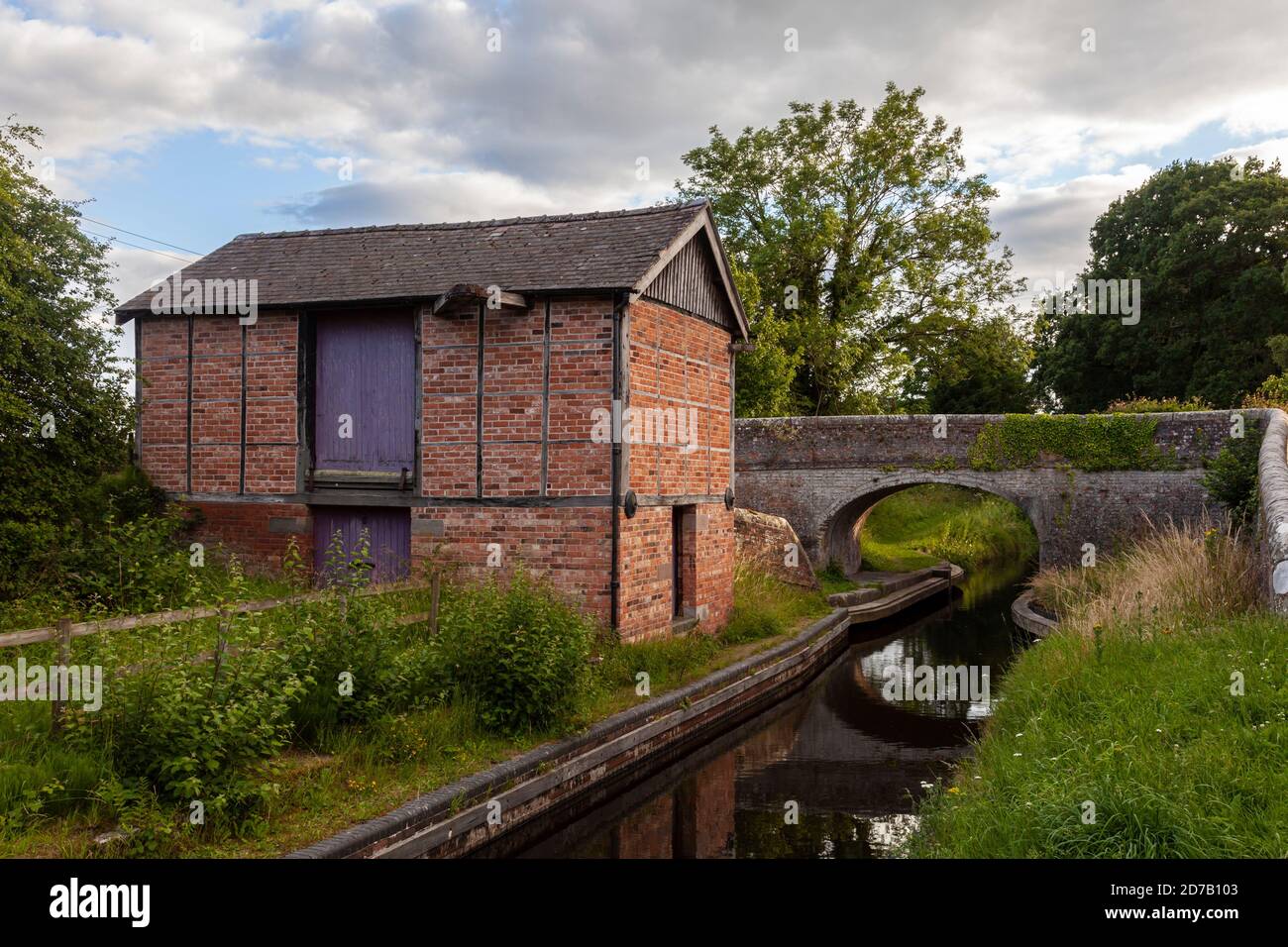 An old wharf building by the side of theMoontgomery canal. This stretch ...