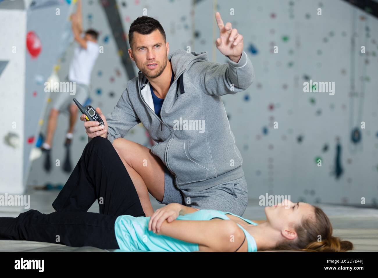 woman sprained her ankle in the gym Stock Photo - Alamy