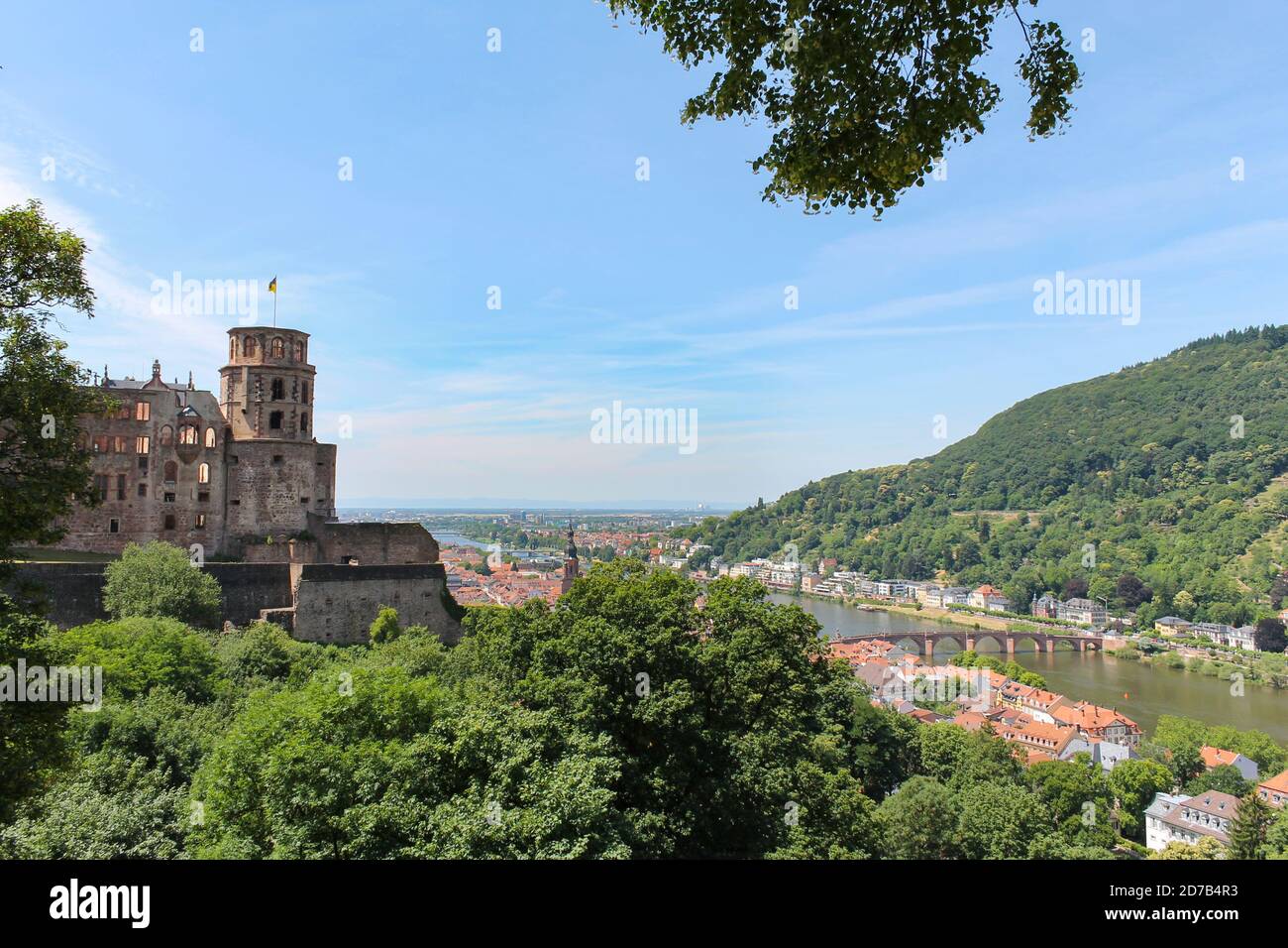 Heidelberg, Germany, aerial view of the famous castle, and the old ...