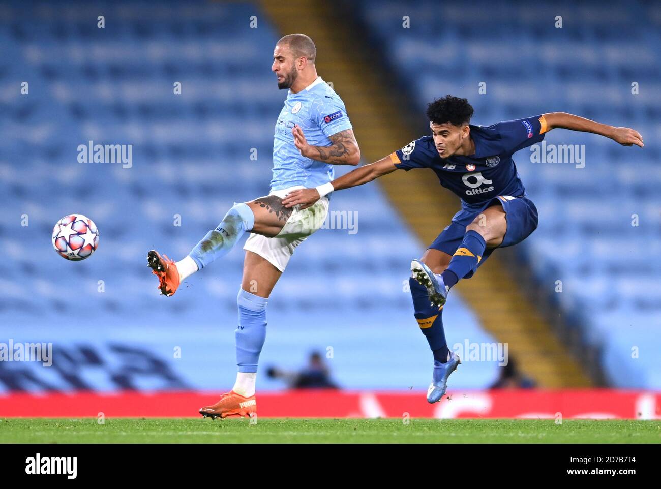 Manchester City's Kyle Walker (left) and FC Porto's Luis Diaz battle ...