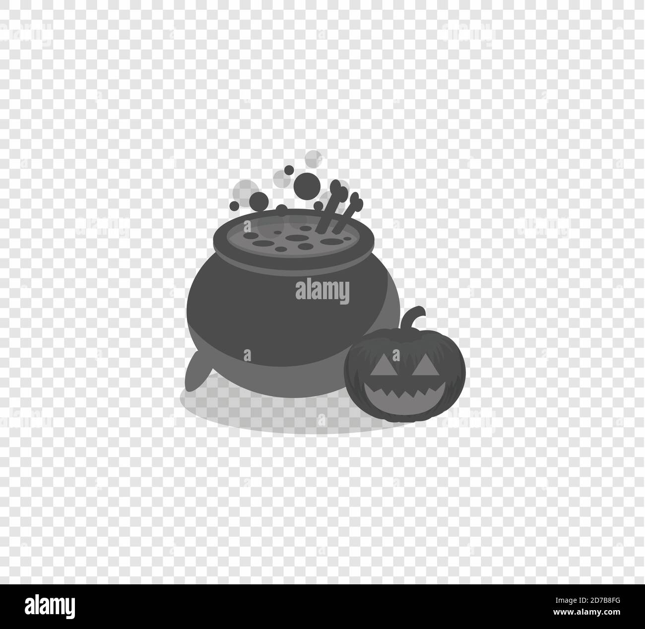 halloween pumpkin icon with witch's cauldron. Happy Halloween vector ...