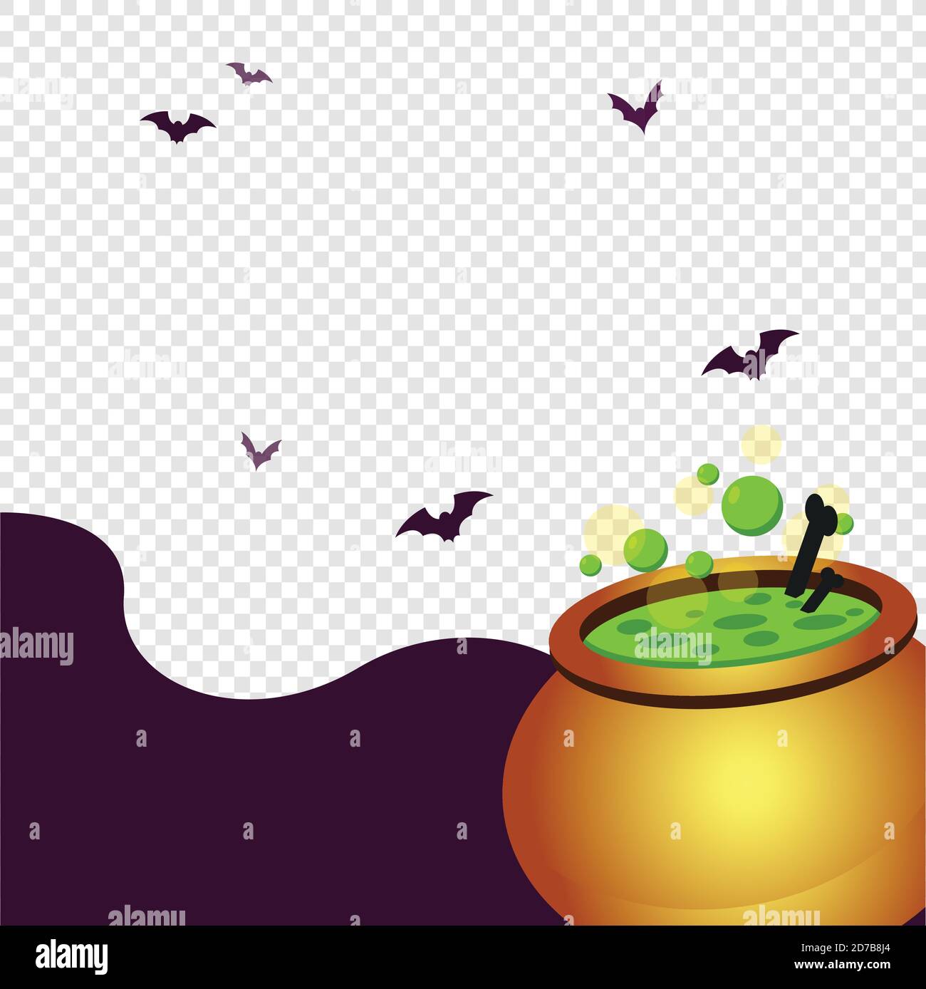 Cartoon Halloween witch's cauldron with bubbling witch's brew in it ...