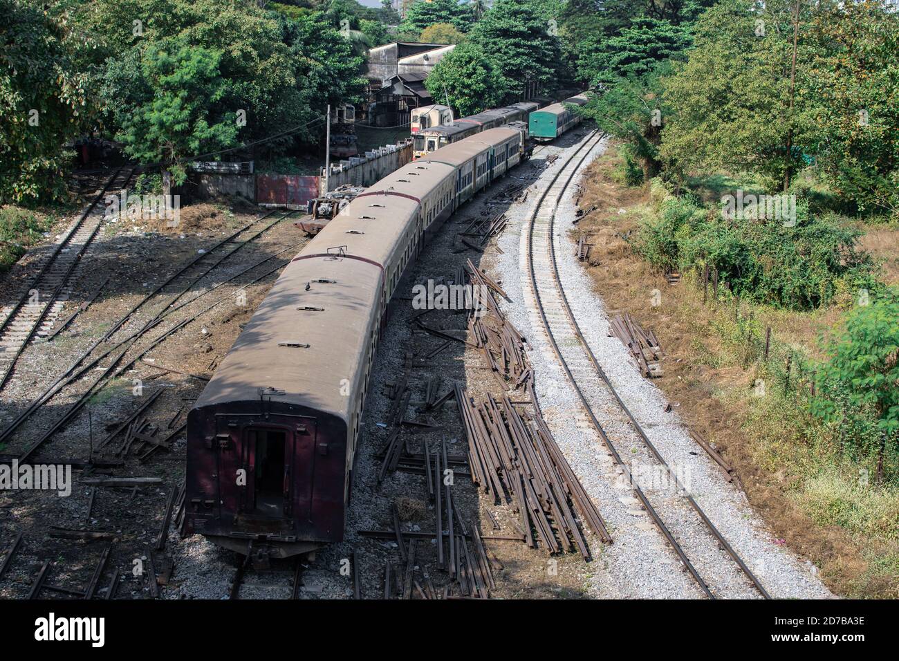 A local old traditional passenger train for the circular railway line ...