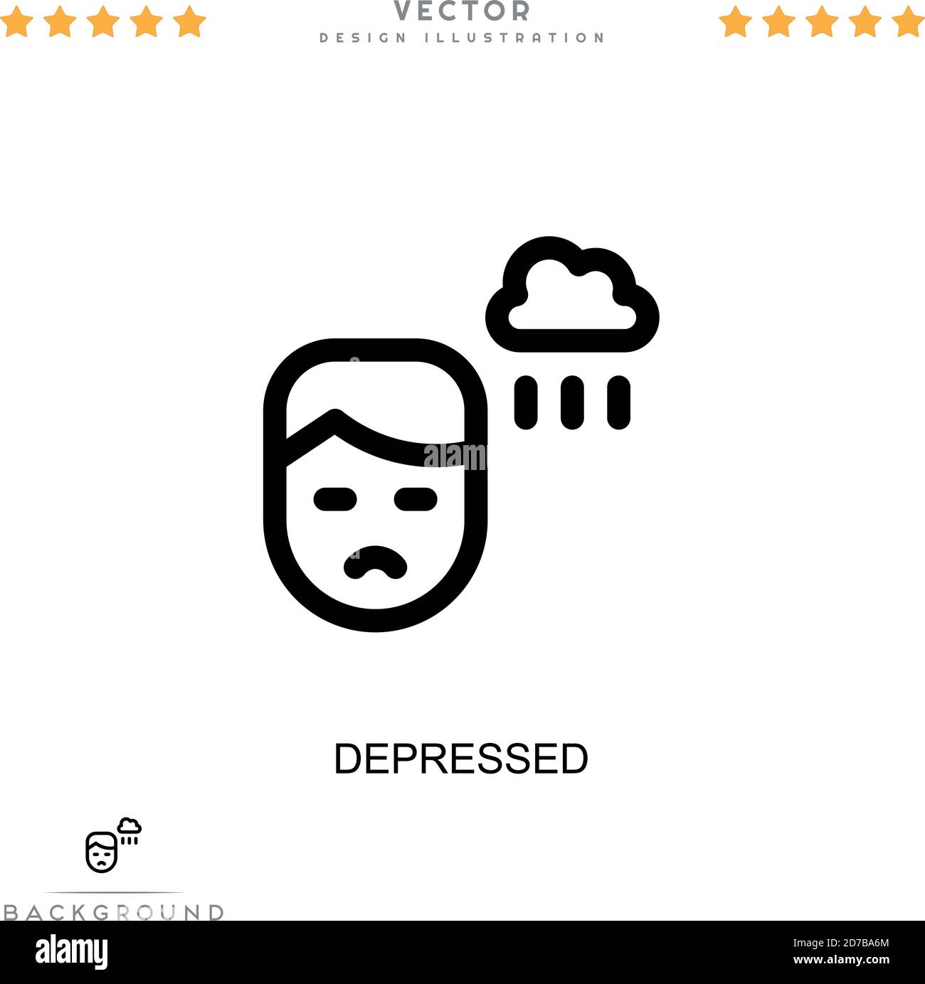 Depressed icon. Simple element from digital disruption collection. Line ...