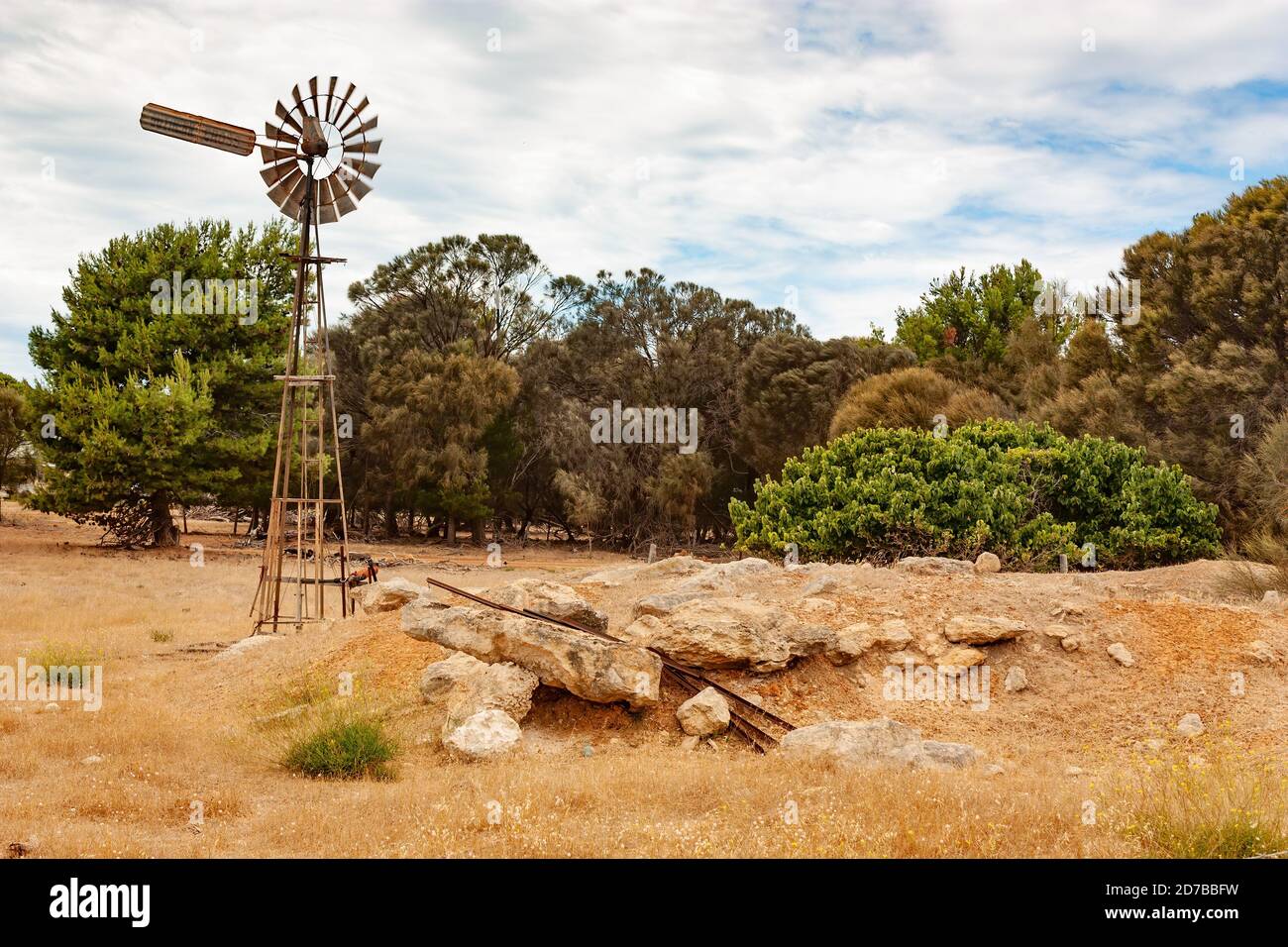 An old windmill in the country in South Australia Stock Photo - Alamy