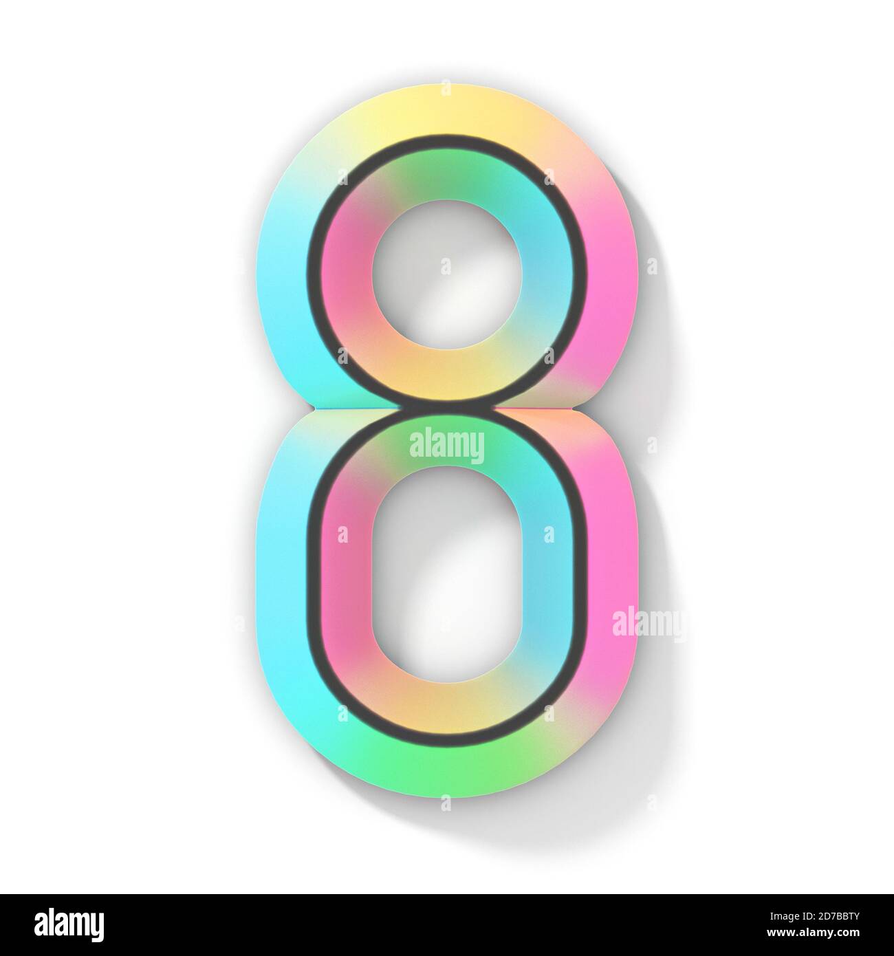Neon color bright font Number 8 EIGHT 3D render illustration isolated ...