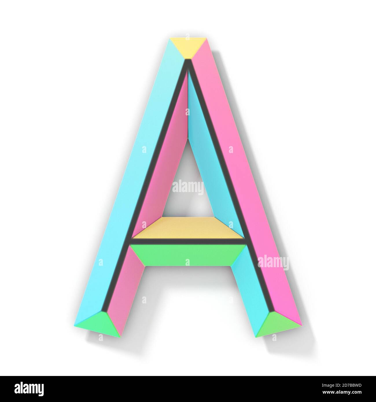 Neon color bright font Letter A 3D render illustration isolated on ...