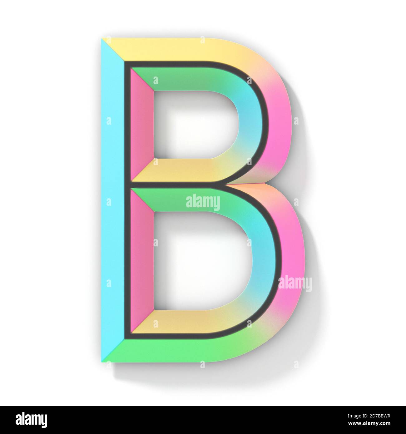 Neon color bright font Letter B 3D render illustration isolated on ...