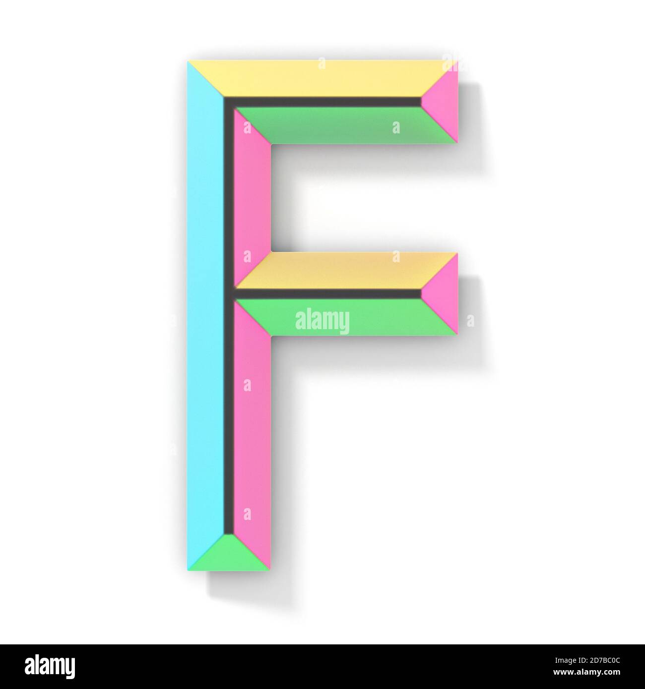 Neon color bright font Letter F 3D render illustration isolated on ...