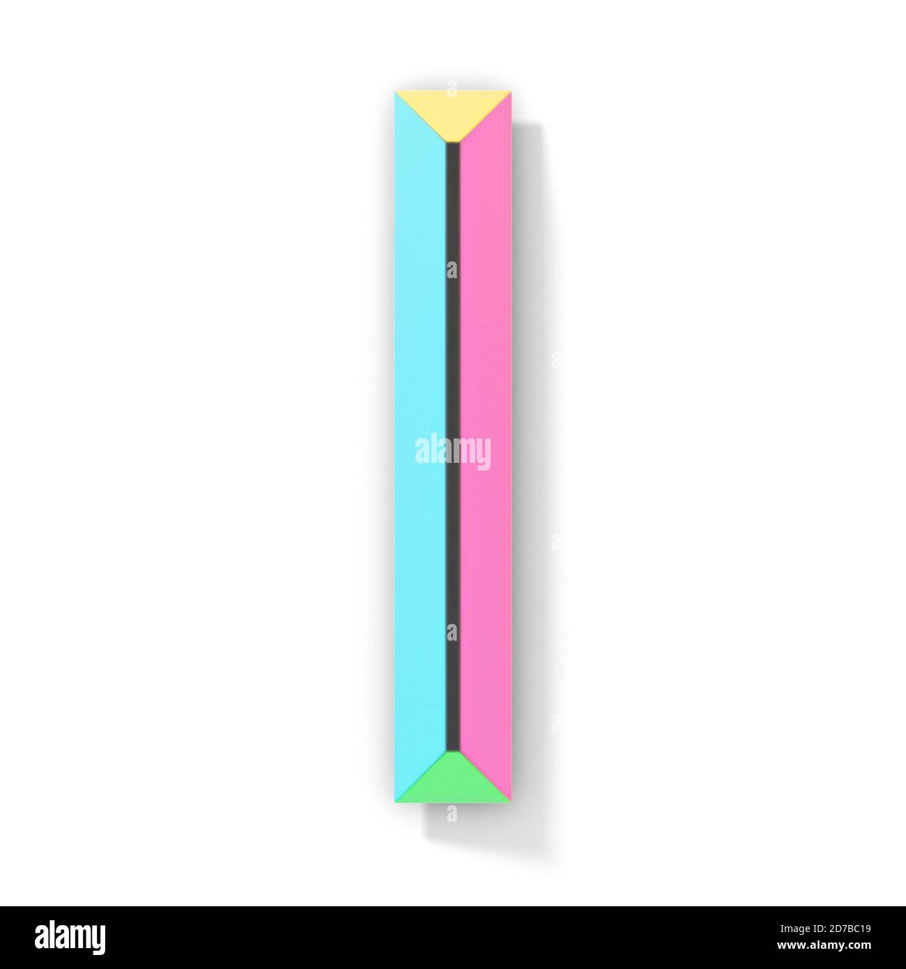 Neon color bright font Letter I 3D render illustration isolated on ...