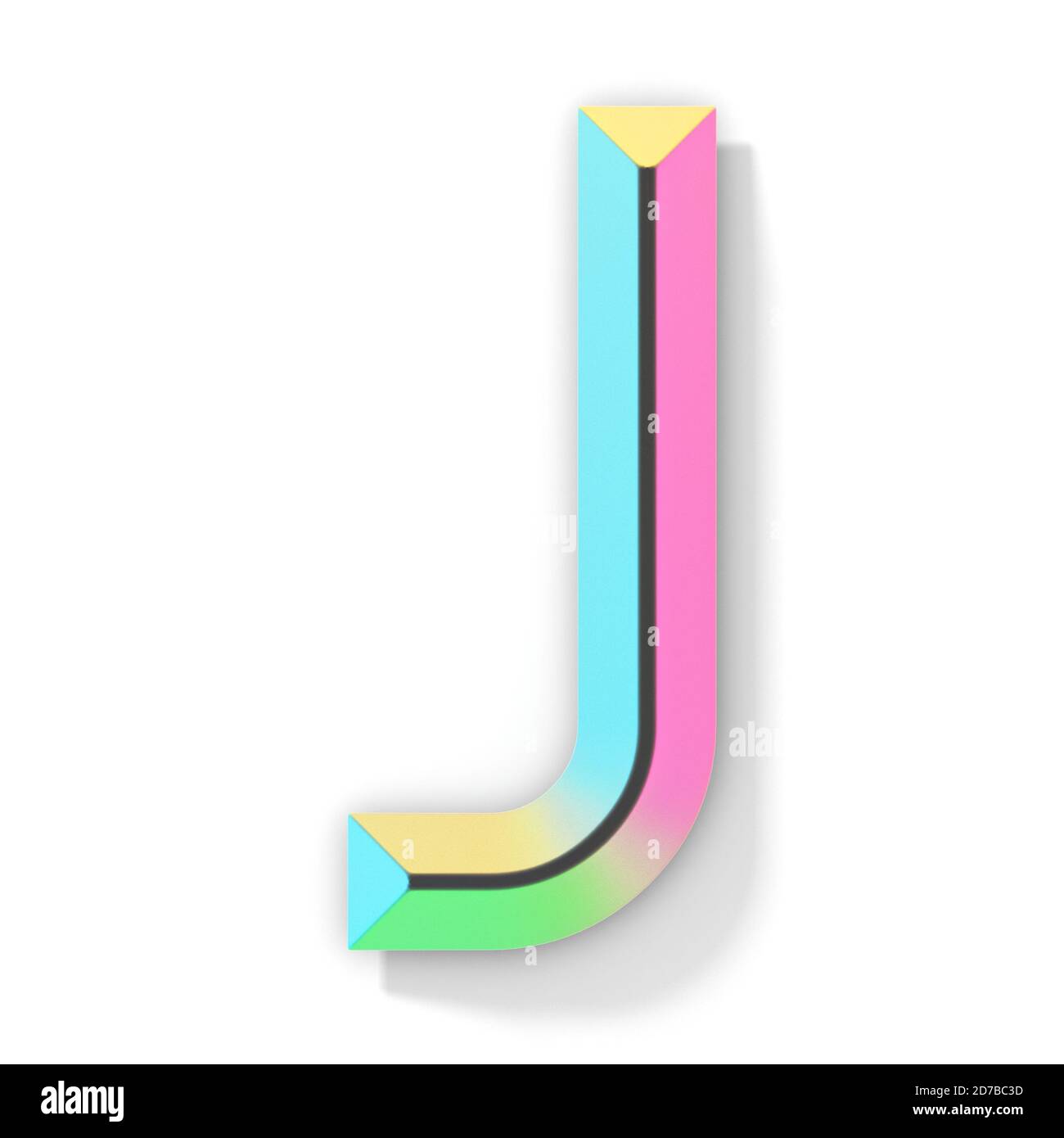Neon color bright font Letter J 3D render illustration isolated on ...