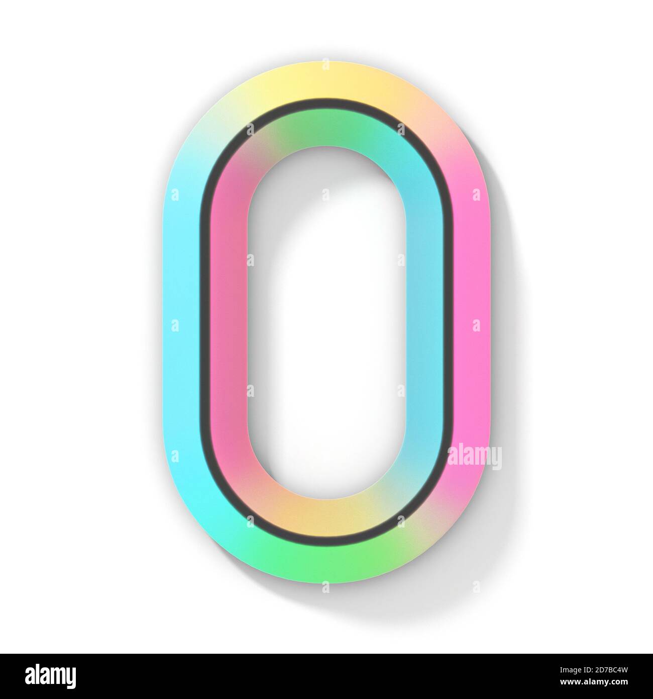 Neon color bright font Letter O 3D render illustration isolated on ...