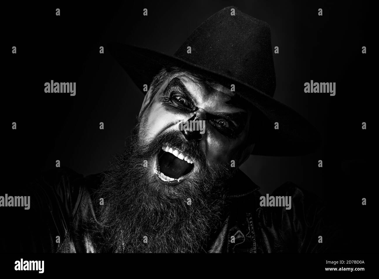 Horror faces and Happy Halloween. Make up and scary concept for man ...