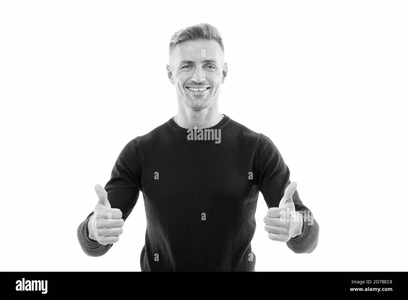 Good luck. Handsome man celebrate holidays white background. Guy wear ...