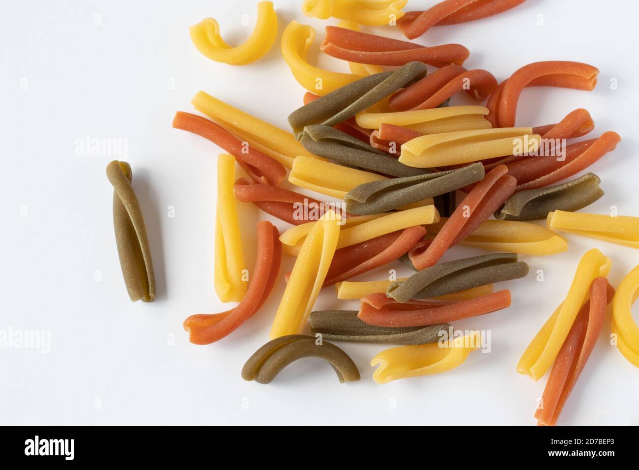 Tricolor pasta, Italian macaron in three colors called Caserecce in ...