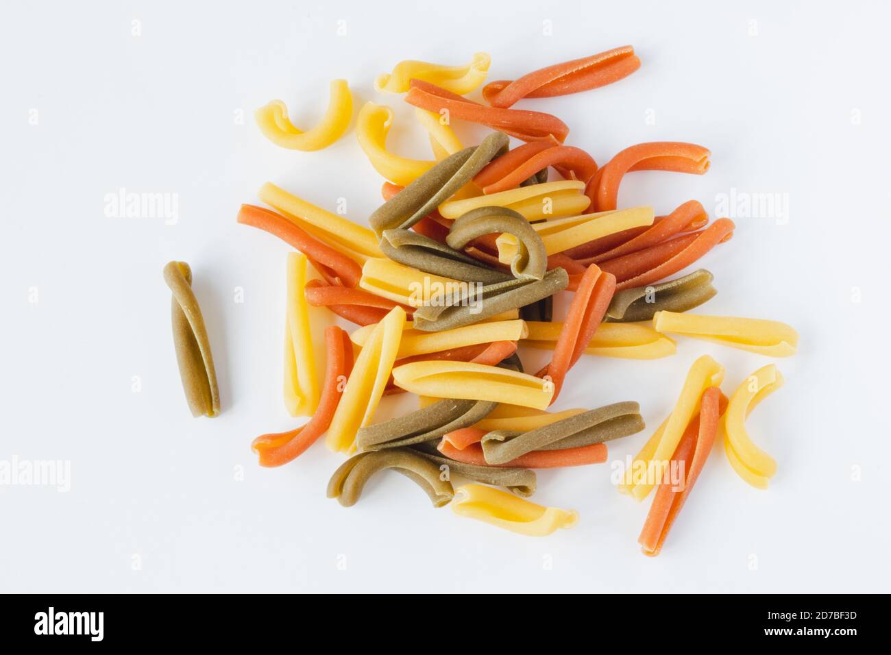 Tricolor pasta, Italian macaron in three colors called Caserecce in ...