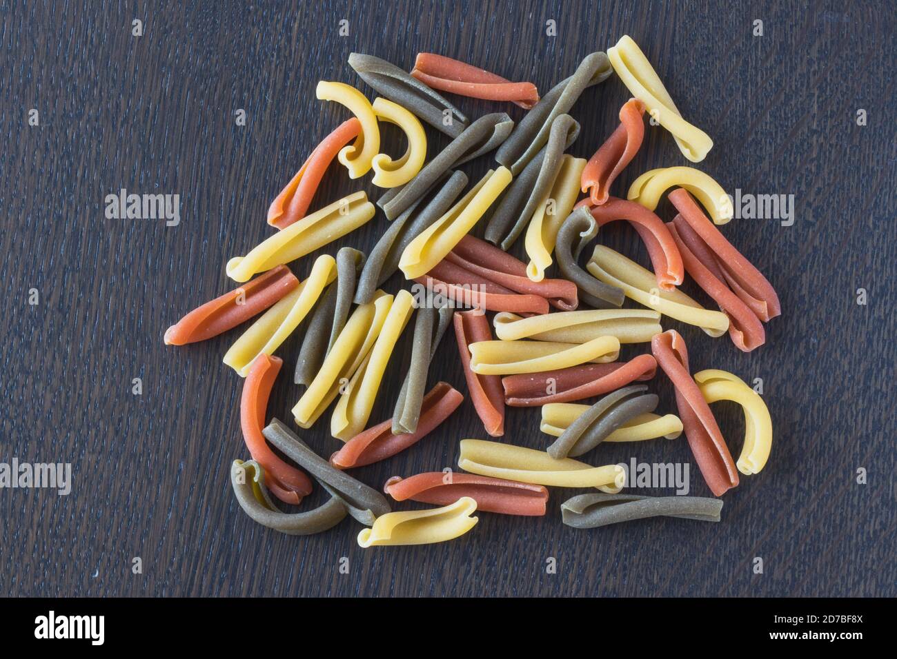 Tricolor pasta, Italian macaron in three colors called Caserecce in ...