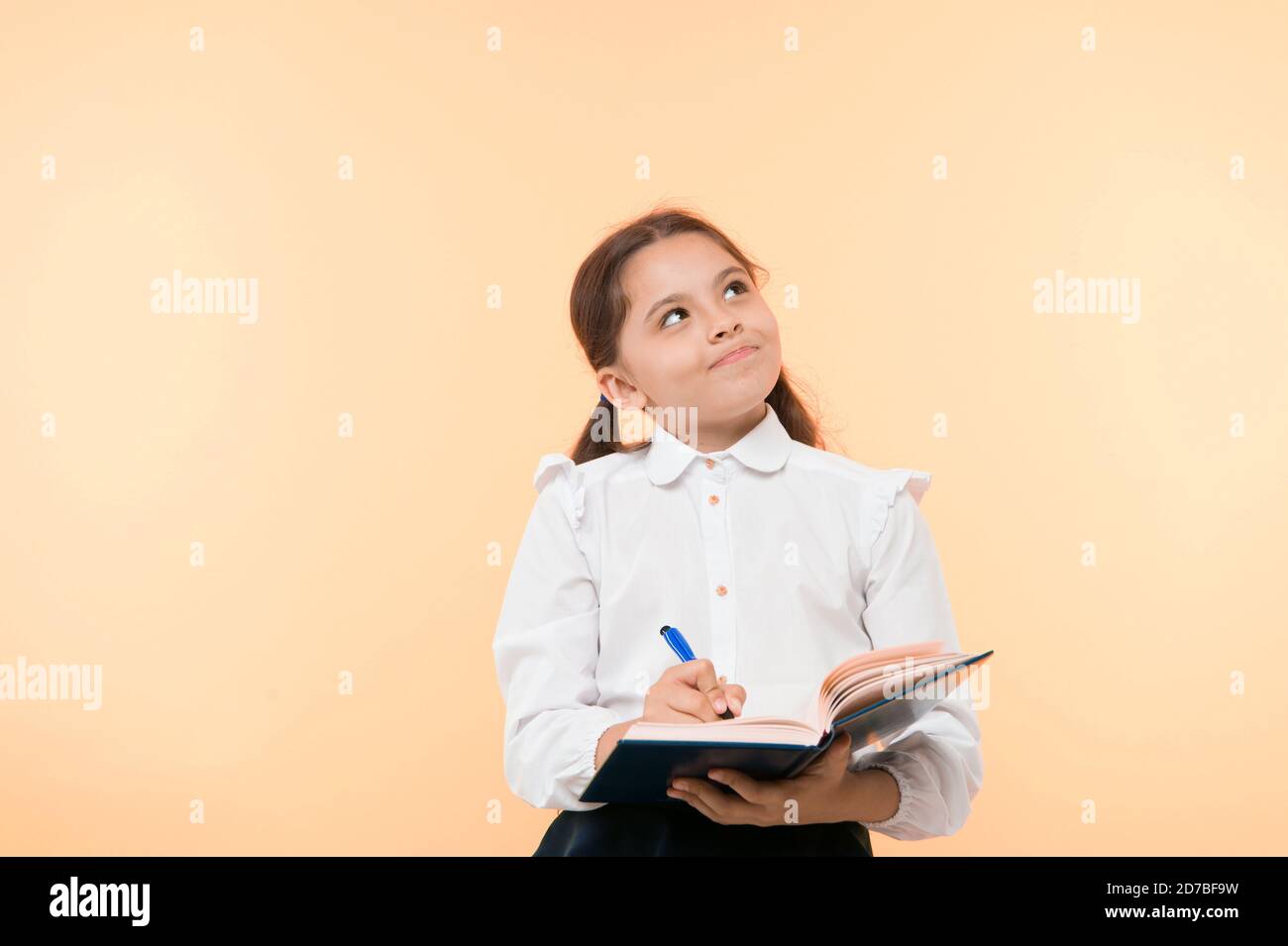 Child school uniform kid doing homework. Child girl school uniform ...