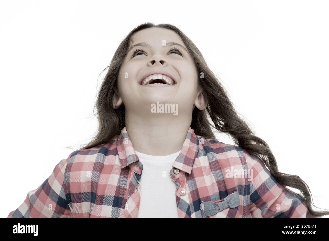 Emotions concept. Sincere emotional child. Girl laugh emotional face ...