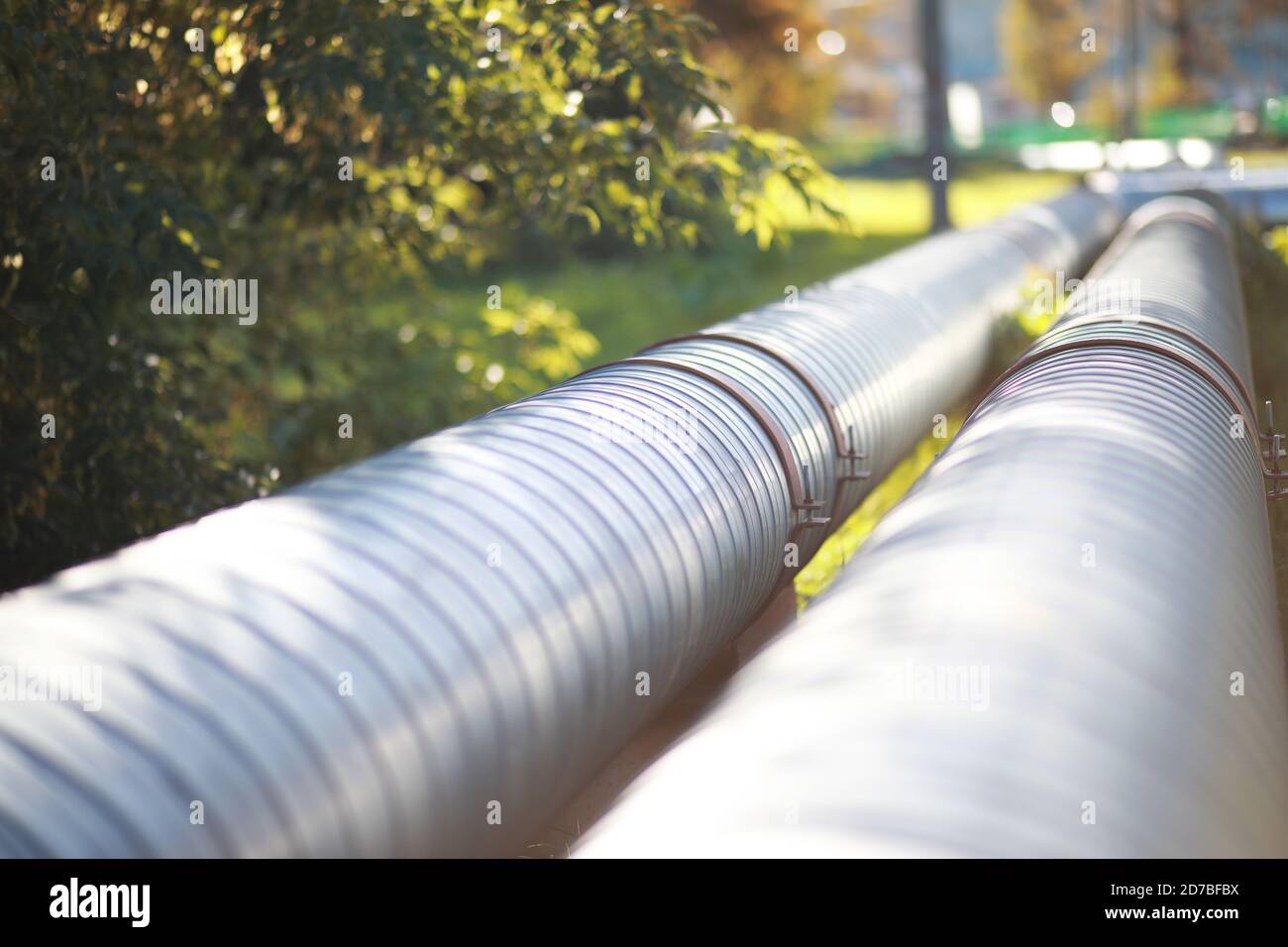 Industrial pipes on street construction Stock Photo - Alamy