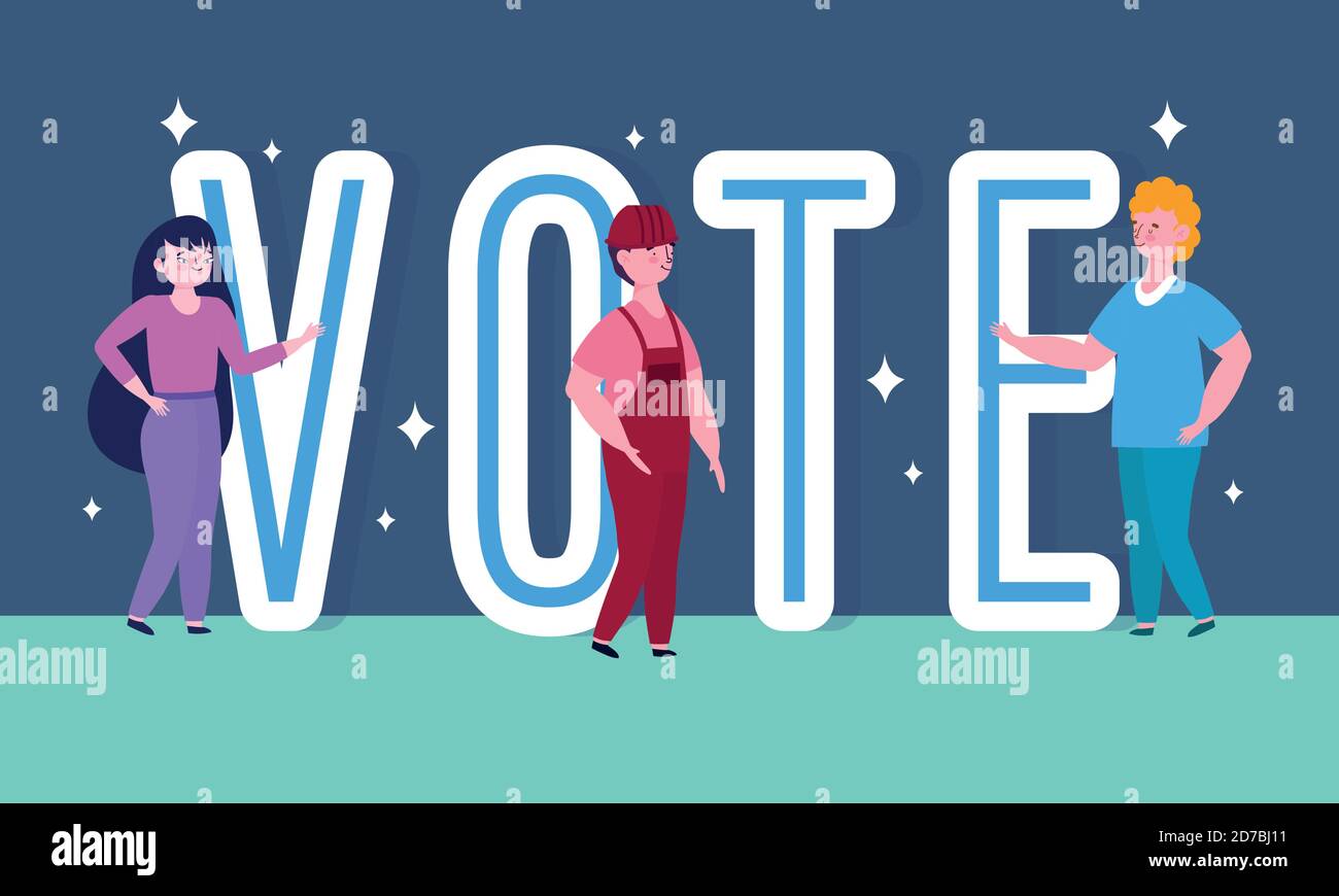 voting and election concept, people and vote word cartoon vector ...