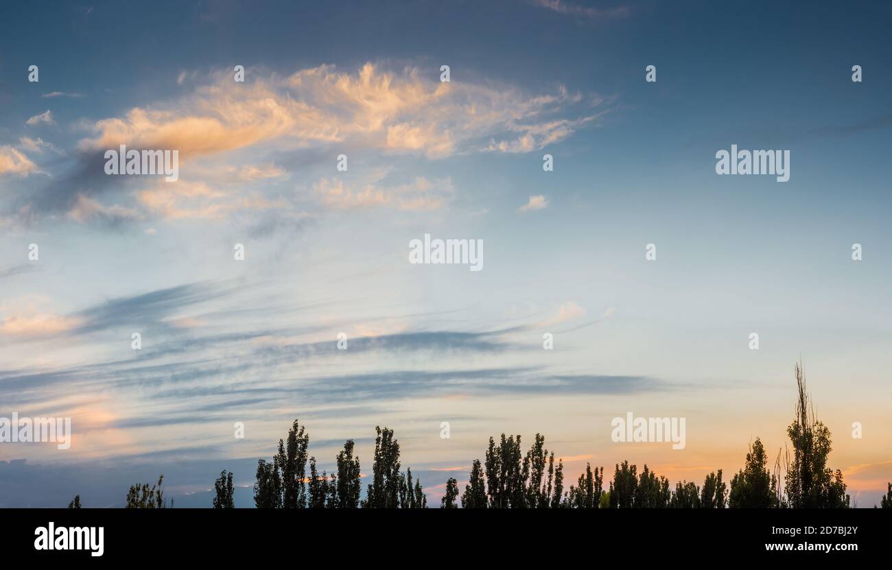 Landscape with dramatic light - beautiful golden sunset with saturated ...